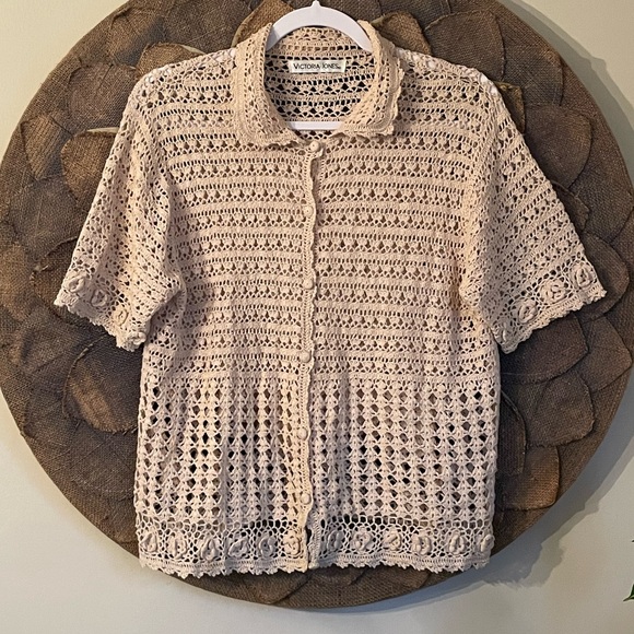 Victoria Jones Woman | Sweaters | Victoria Jones Short Sleeve Crocheted ...
